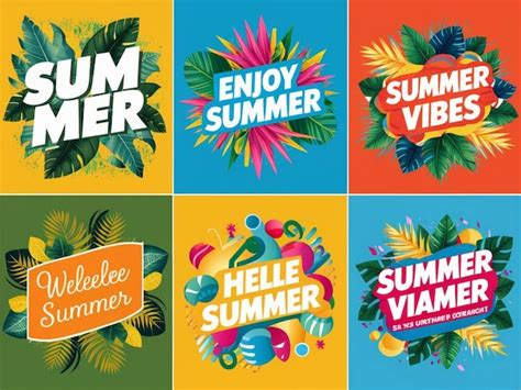 Premium Photo A Series Of Colorful Posters With The Word Enjoy