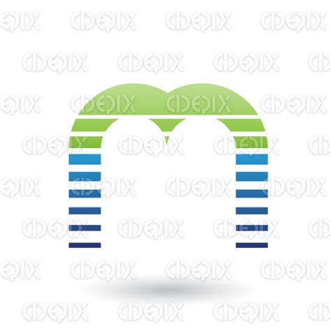 Green And Blue Letter M Icon With Horizontal Stripes Vector Illustration Cidepix