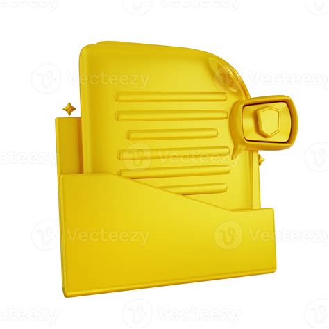 3d Illustration Golden Document Security Folder 18244616 Png