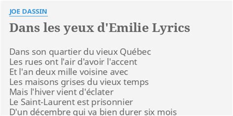 DANS LES YEUX D EMILIE LYRICS By JOE DASSIN Dans Son Quartier Du