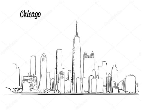 Simple Chicago Skyline Drawing