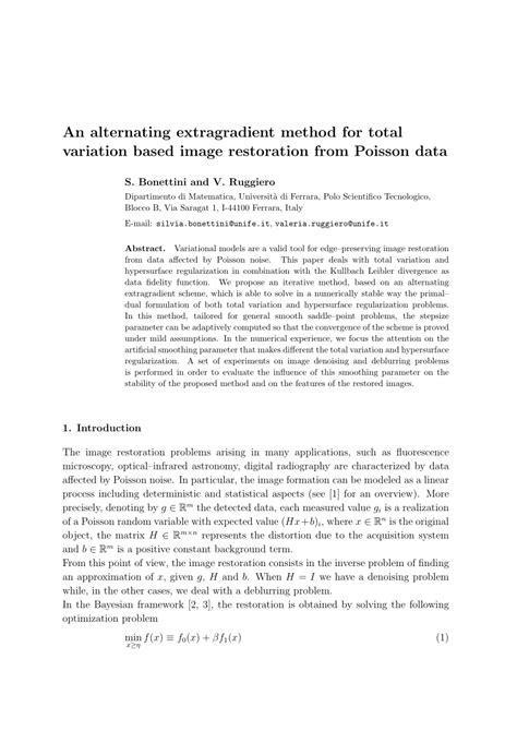 Pdf An Alternating Extragradient Method For Total Variation Based