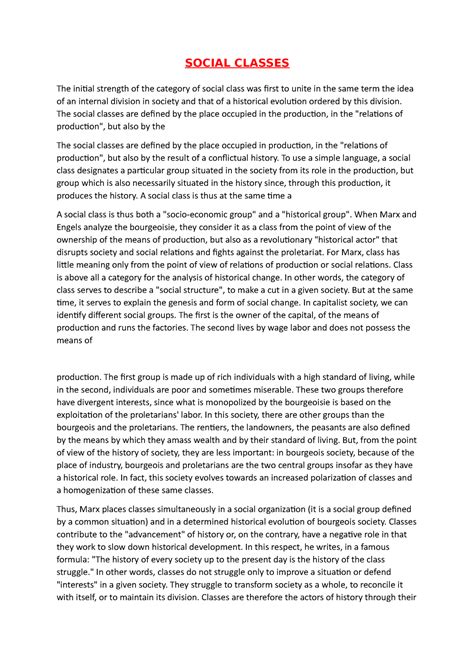 Introduction To Sociology 32 Social Classes The Initial Strength Of