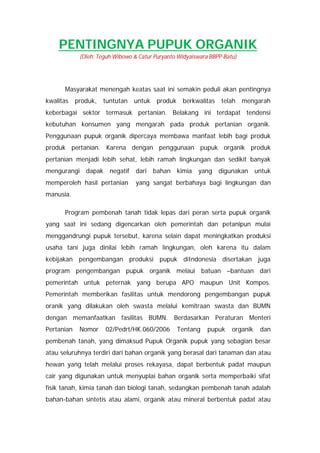 Pentingnya Pupuk Organik | PDF