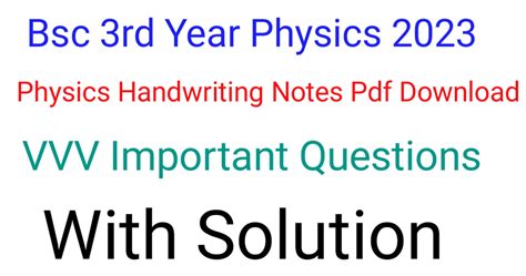 [2023] Bsc 3rd Year Physics Notes Pdf Download In Hindi