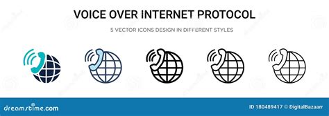 voice over internet protocol icon in filled thin line outline and