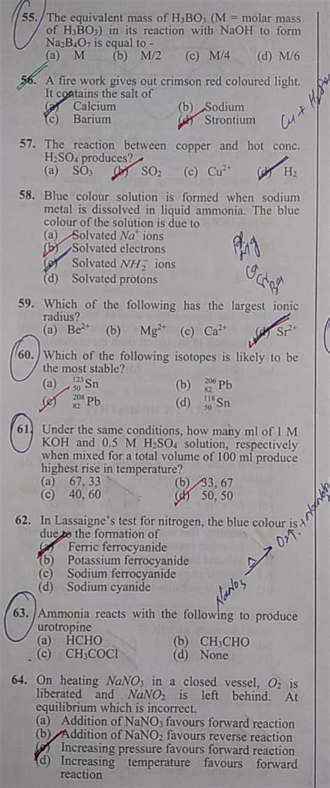 The Equivalent Mass Of H3 Bo3 M Molar Mass Of H3 Bo3 In Its Reaction
