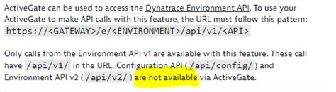 solved when it will be available to use environment v2 api throw