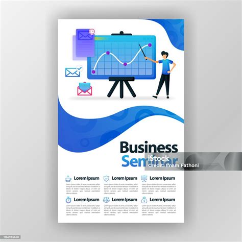 플랫 만화 일러스트와 비즈니스 세미나 디자인 개념 포스터 프로모션 및 마케팅을위한 전단지 비즈니스 팜플렛 브로셔 잡지 표지