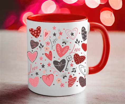 Heart Mug T Valentines Day Mug Ceramic Red Mug With Heart Design