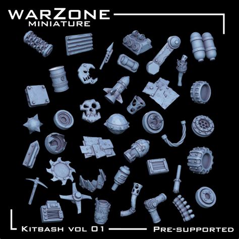 3d Printable Kitbash Vol01 Ork 40 Unique Pieces By Warzone Miniature