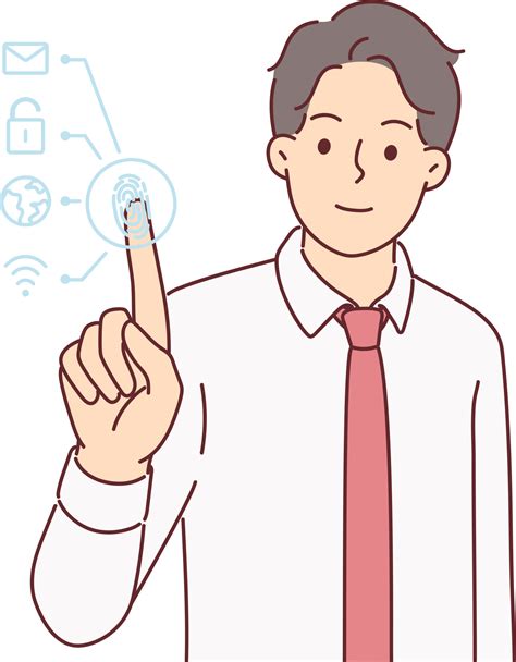 Man Undergoes Biometric Authentication Using Fingerprint Scanner To