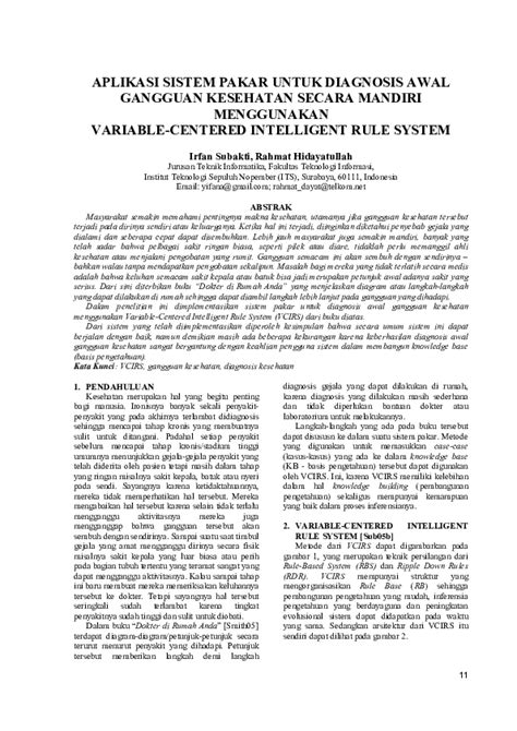 Pdf Aplikasi Sistem Pakar Untuk Diagnosis Awal Gangguan Kesehatan