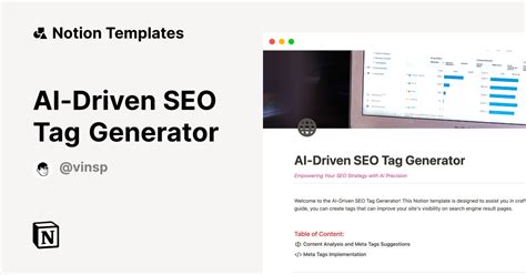 Ai Driven Seo Tag Generator Template Notion Marketplace