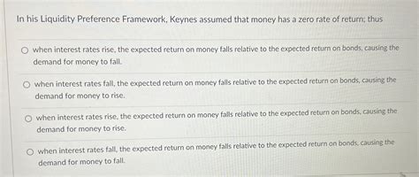 Solved In His Liquidity Preference Framework Keynes Assumed
