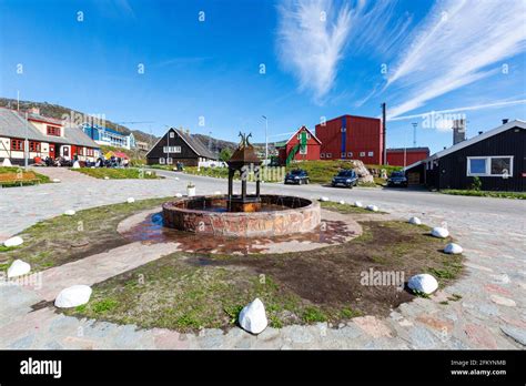 Mindebrønden fountain in the small Greenlandic village of Qaqortoq