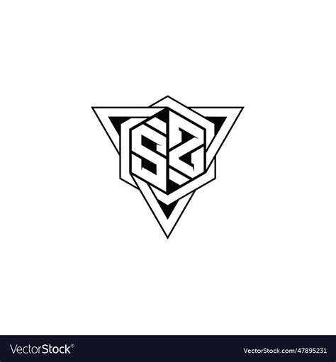 Sz Letter Logo Monogram Hexagon Shape Royalty Free Vector