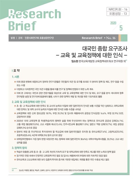 Nrc Rb 16 대국민 종합 요구조사 교육 및 교육정책에 대한 인식 연구성과 연구성과 Nrc 경제인문사회연구회 Nrc 공식 홈페이지 Nrc
