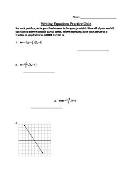 Writing Equations Of Lines Quiz By Laurence Loves Algebra TPT