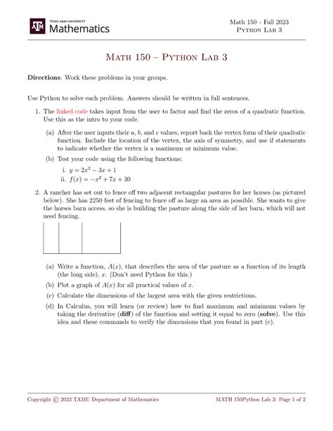 23C150 Lab3 23kwrnkfef Math 150 Fall 2023 Python Lab 3 Math 150