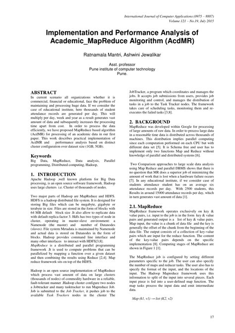 Pdf Implementation And Performance Analysis Of Academicmapreduce