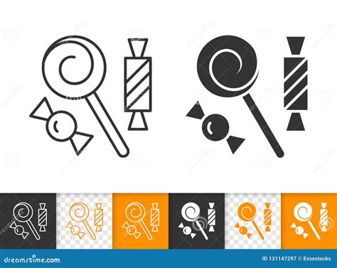 Candy Lollipop Simple Black Line Vector Icon Stock Vector