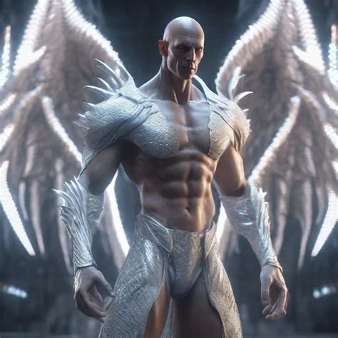 A Tall Bald Silver And Platinum Skinned Masculine An