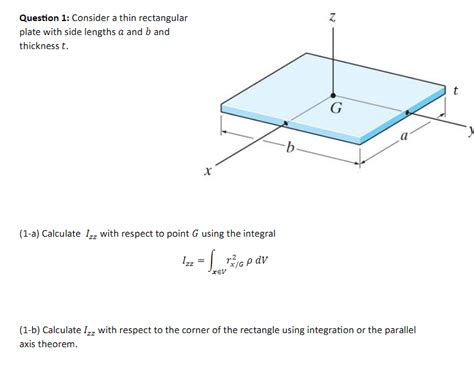 solved question 1 consider a thin rectangular plate with