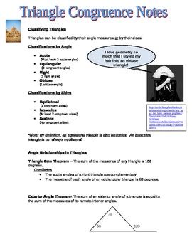 Geometry Congruent Triangles SSS SAS ASA AAS HL Notes With Celebrities
