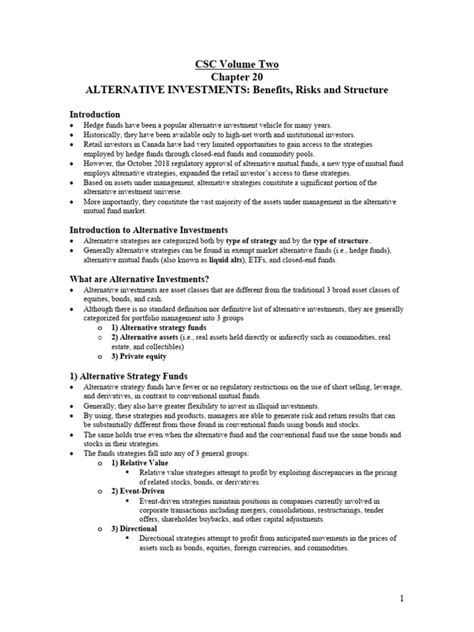 Csc Volume 2 Ch 20 2022 Pdf Hedge Fund Investment Fund
