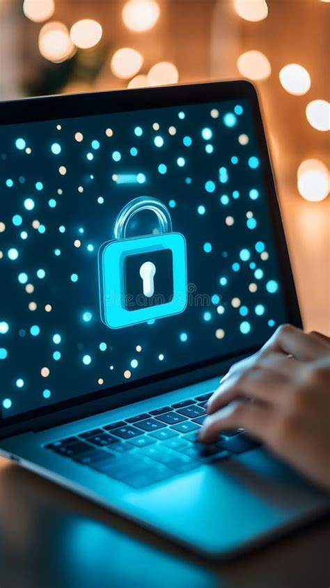 Vertical Banner Of Digital Lock On Laptop Screen Stock Illustration Illustration Of Modern