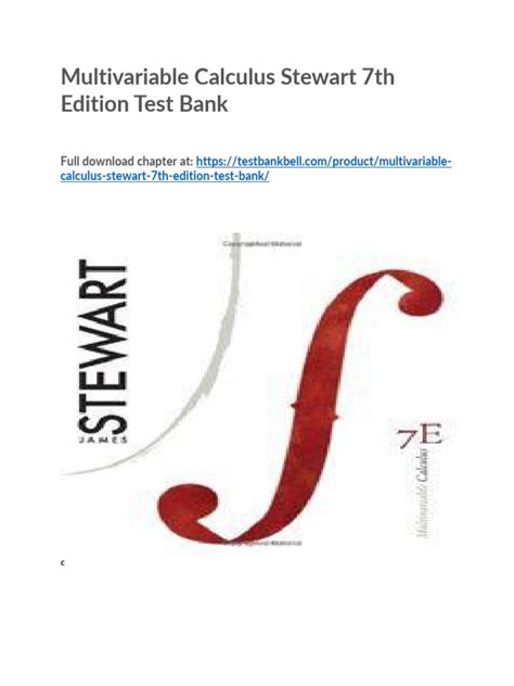 multivariable calculus stewart 7th edition test bank pdf integral