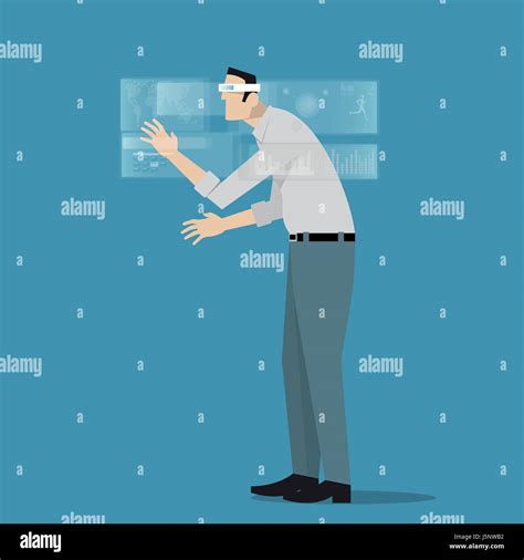 Man Wearing Virtual Reality Glasses Stock Vector Image Art Alamy