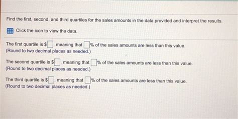 solved find the first second and third quartiles for the