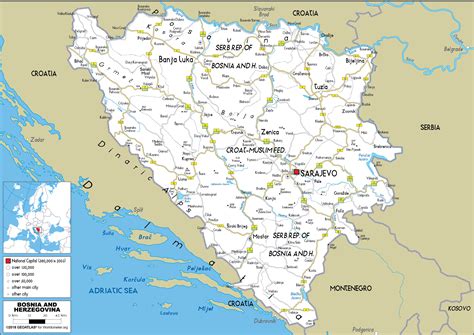 Bosnia And Herzegovina Map Road Worldometer