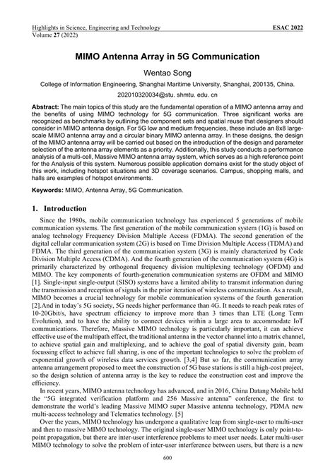 pdf mimo antenna array in 5g communication