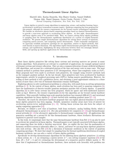 Thermodynamic Linear Algebra 1736040283 Pdf Matrix Mathematics Linear Algebra