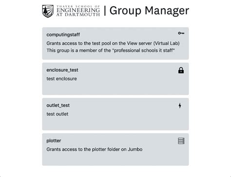 Group Manager Thayer Computing Knowledge Base