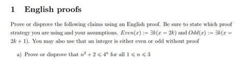 Solved English Proofs Prove Or Disprove The Following Claims