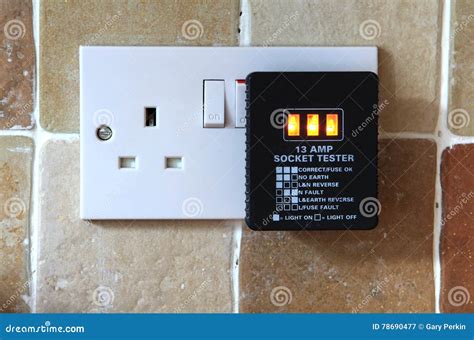 Uk 13 Amp Socket Tester Showing Plug Working Correctly Stock Image