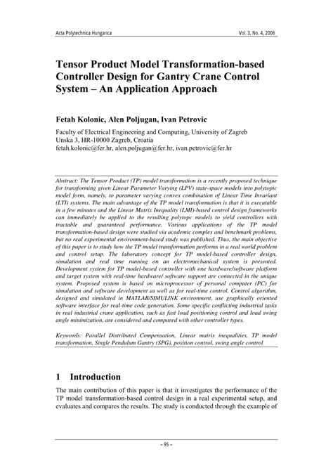 Pdf Tensor Product Model Transformation Based Controller Design For