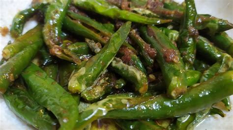 Hari Mirch Fry Recipe Easy N Tastyquick Green Chilli Fry Recipegreen