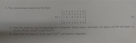 5 The Checkerboard Matrix Has The Form Rl 0 1 0 1 0