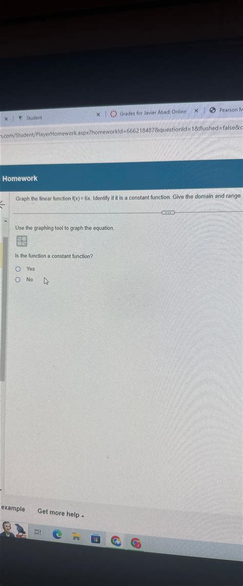 Solved Homeworkgraph The Linear Function Fx6x ﻿identify