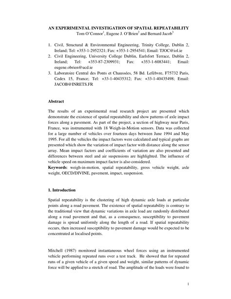 Pdf An Experimental Investigation Of Spatial Repeatability