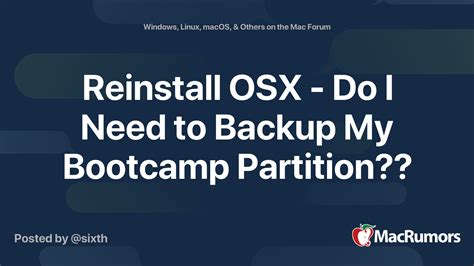reinstall osx do i need to backup my bootcamp partition macrumors