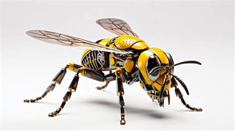 Premium Ai Image Bee Or Wasp Robot Robotic Insect Isolated Over White Background