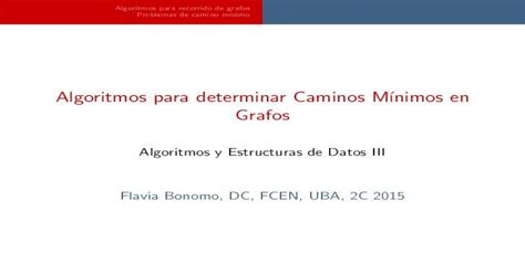 Pdf Algoritmos Para Determinar Caminos Mínimos En Grafos · Algoritmos
