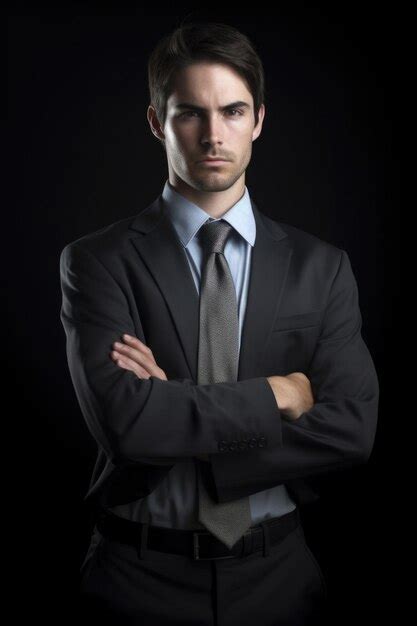 Premium Photo A Handsome Young Businessman Standing With His Hands On