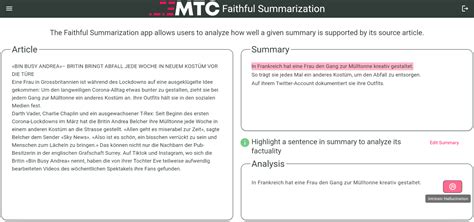 Faithful Summarization Of German News Media Technology Center Eth